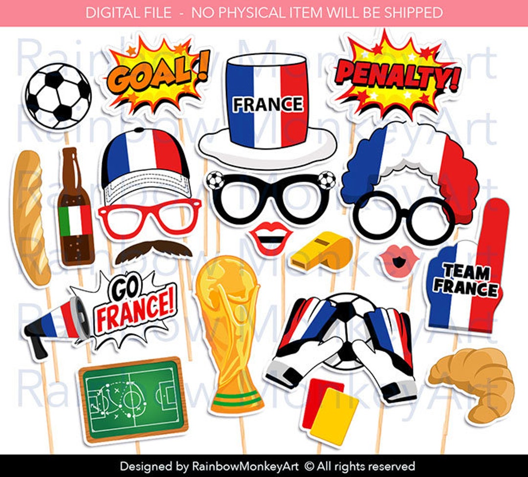 Printable Team France Soccer Photo Booth Props -france Football ...
