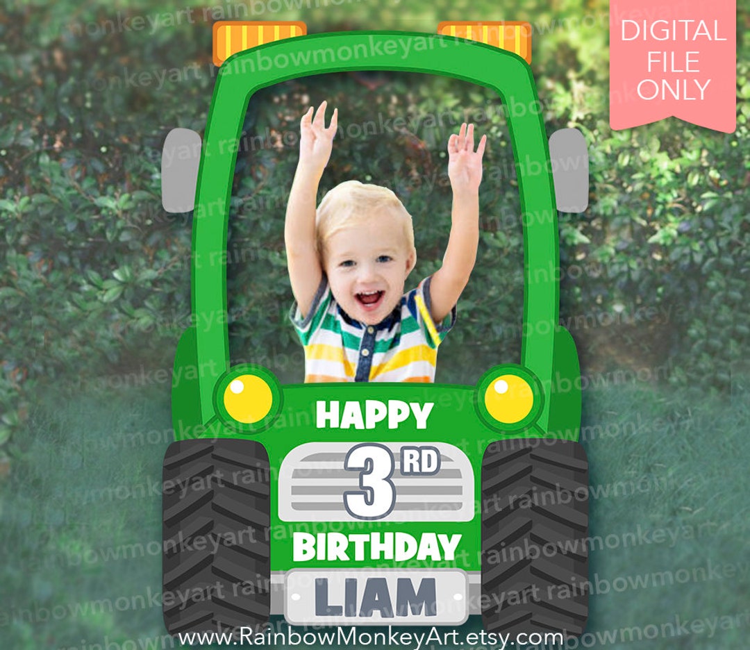 Tractor Printable Photo Booth Frame Green, Blue, Red Tractor Photo ...