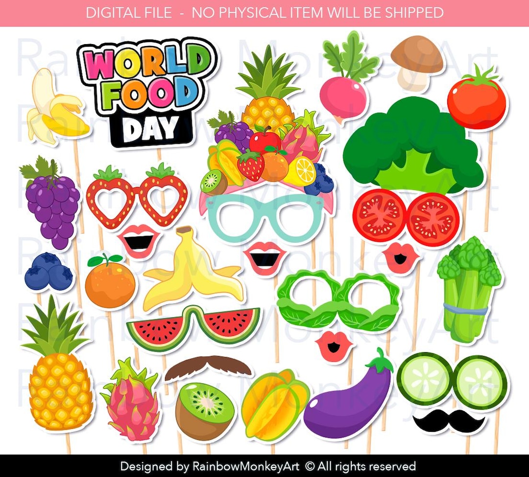 Printable World Food Day Photo Booth Props - World Food Day Props - Eat ...