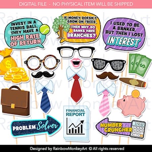 Printable Finance Photo Booth Props - Accountant Banker Birthday Party ...