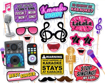 Karaoke Party Photo Booth Props: 22 Printable Designs (PDF) - Etsy