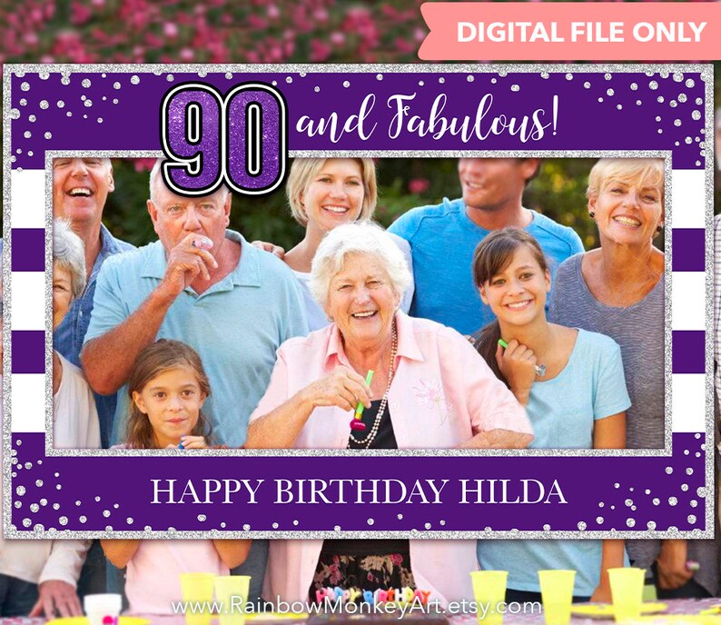90th Birthday Party Printable Birthday Photo Booth Frame - Etsy