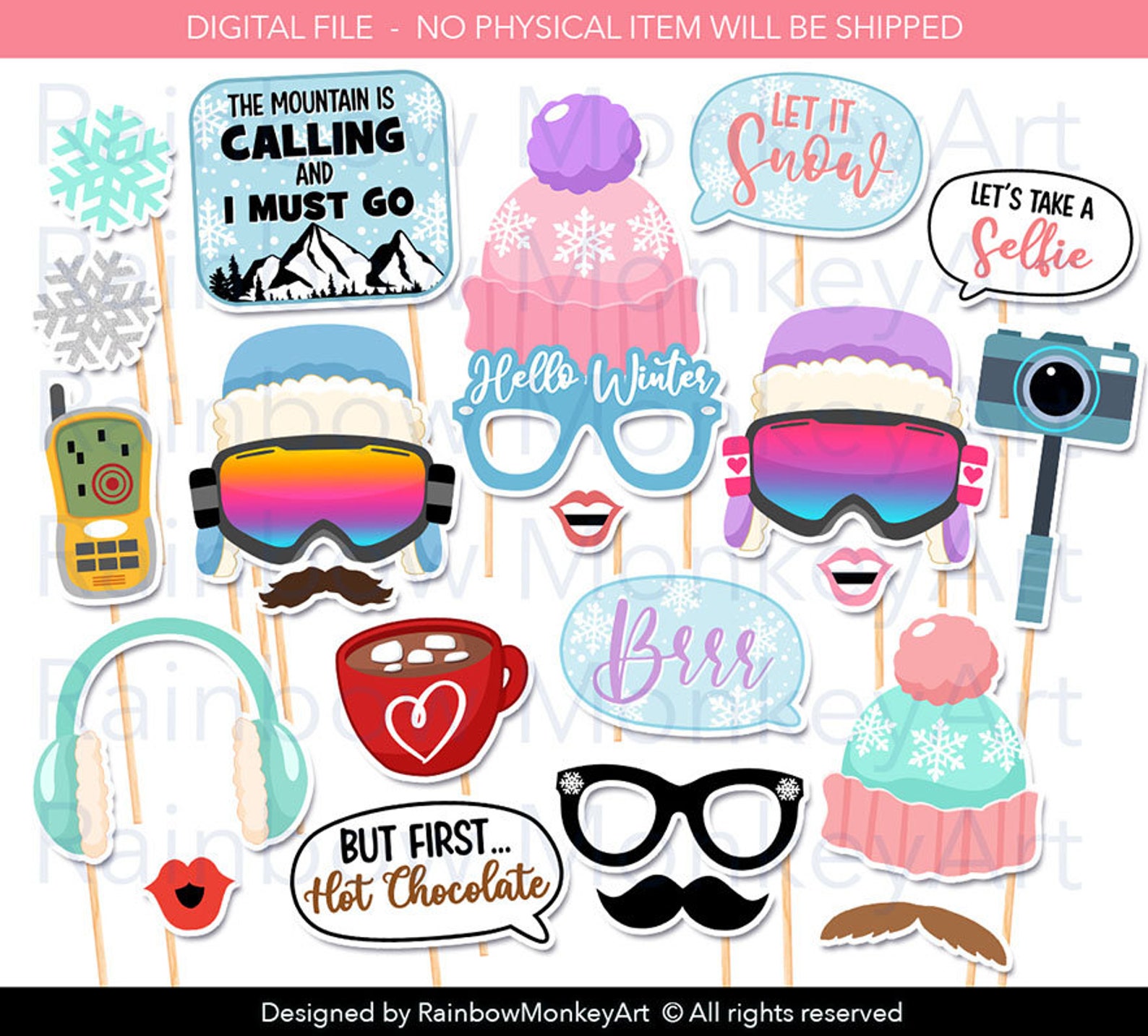 Printable Winter Sports Photo Booth Props Winter Party - Etsy