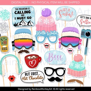 Printable Winter Sports Photo Booth Props Winter Party Photobooth Props ...