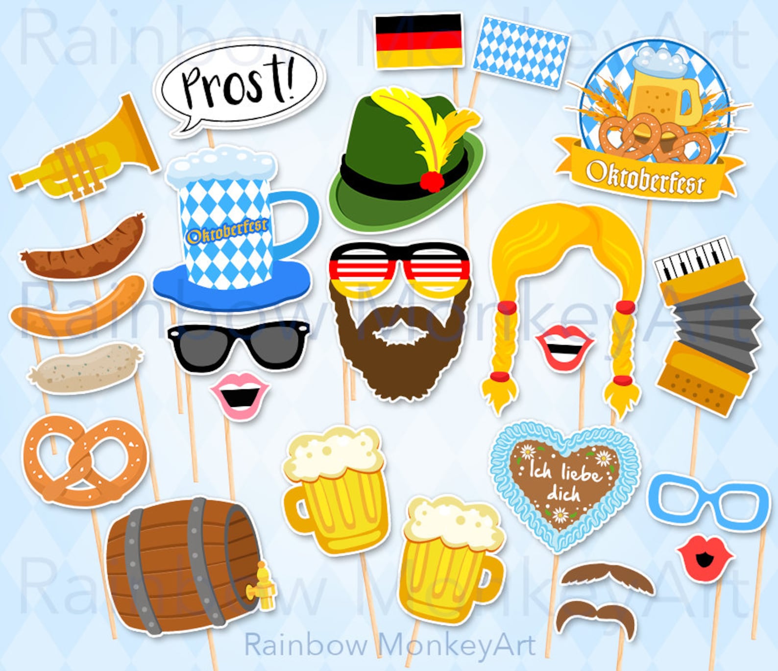 Printable Oktoberfest Photo Booth Props: Bavarian Party Set (digital ...