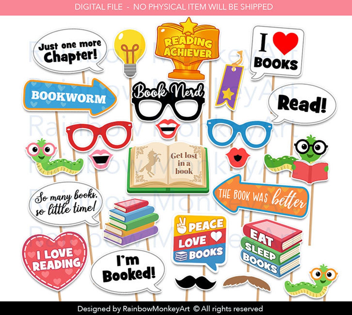 Book Fair Photo Booth Props I Love Reading Photobooth Props - Etsy