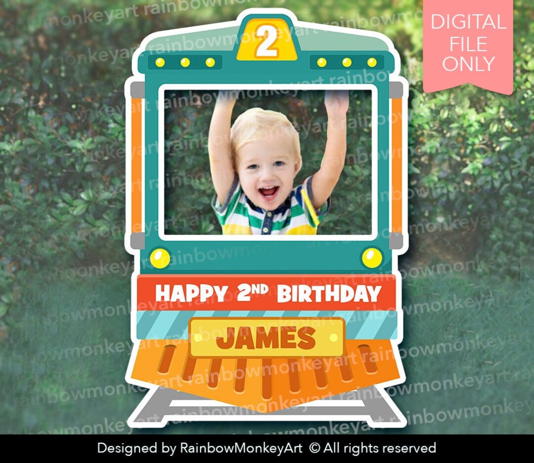 Train Printable Photo Booth Frame - Blue Train Photo Booth Frame Train ...