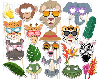 Printable Animals Photo Booth Props: animal MASK Props Animal Birthday ...