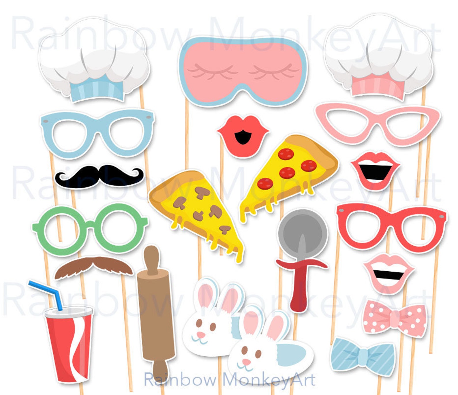 Pajamas and Pizza Photo Booth Props Printable Pajamas and - Etsy UK