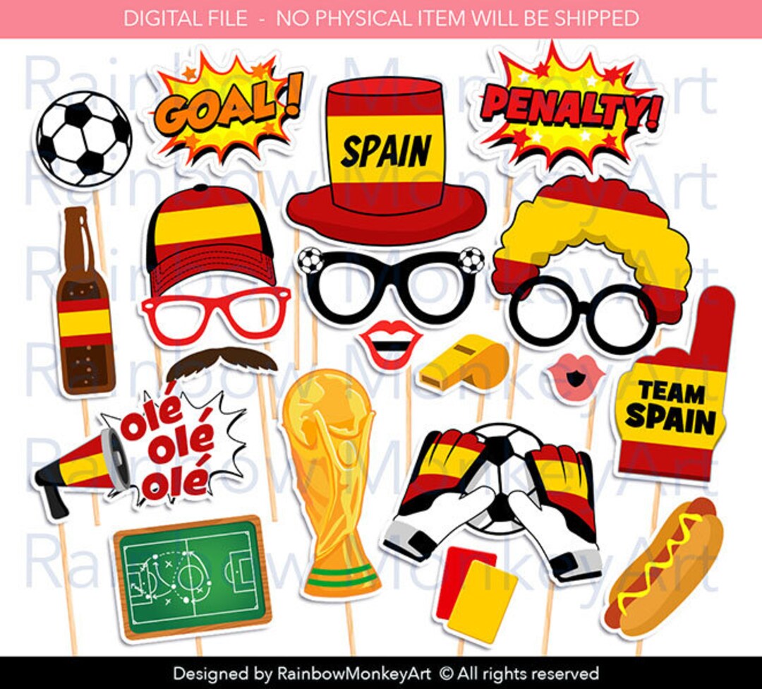 Printable Spain Soccer Photo Booth Props -spain Football Photobooth ...