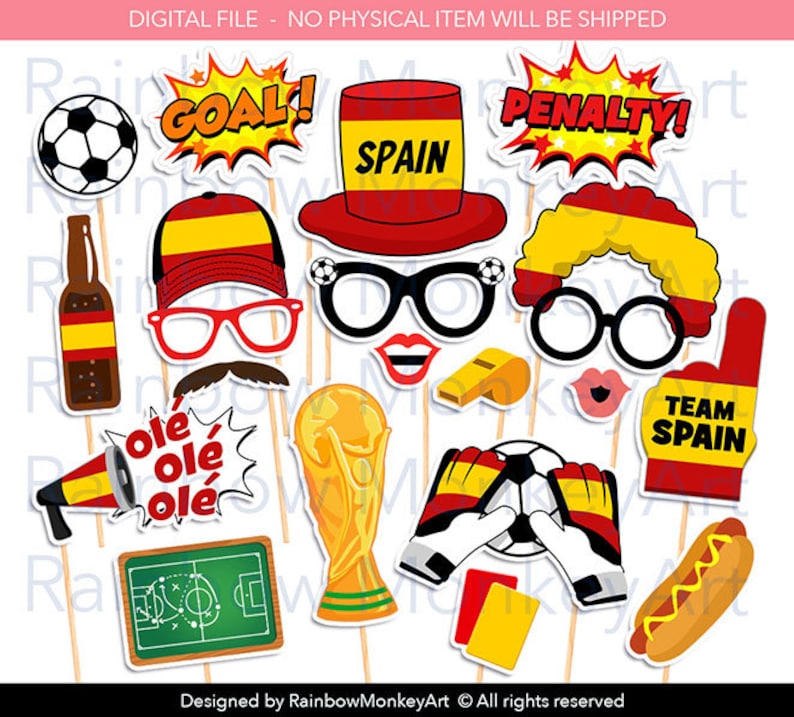 Printable Spain Soccer Photo Booth Props spain Football - Etsy