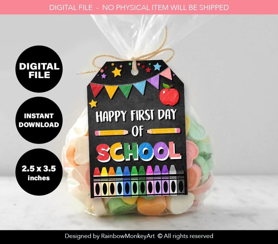 Printable First Day of School Tag, Back to School Tag, Happy First Day ...