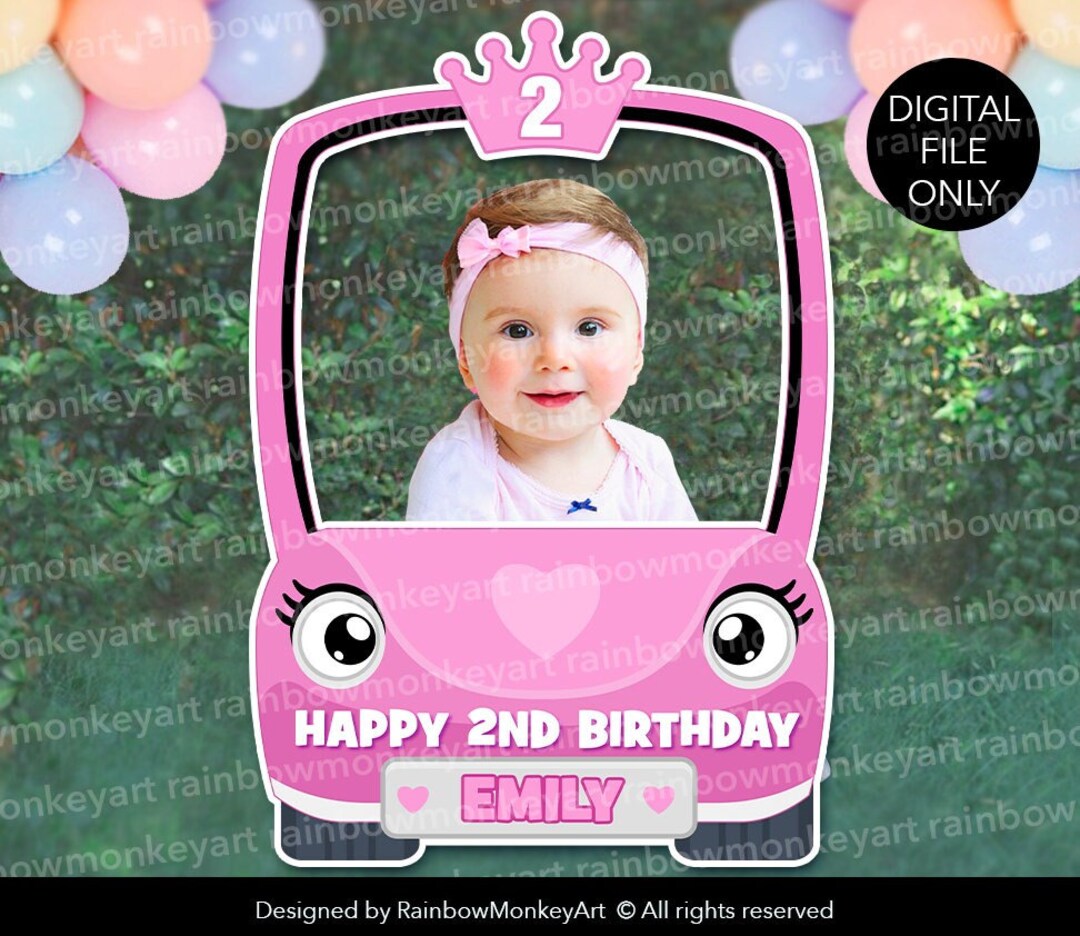 Printable Pink Car Photo Booth Frame: Princess Birthday (digital ...