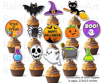 Halloween Cupcake Toppers Printable - Etsy