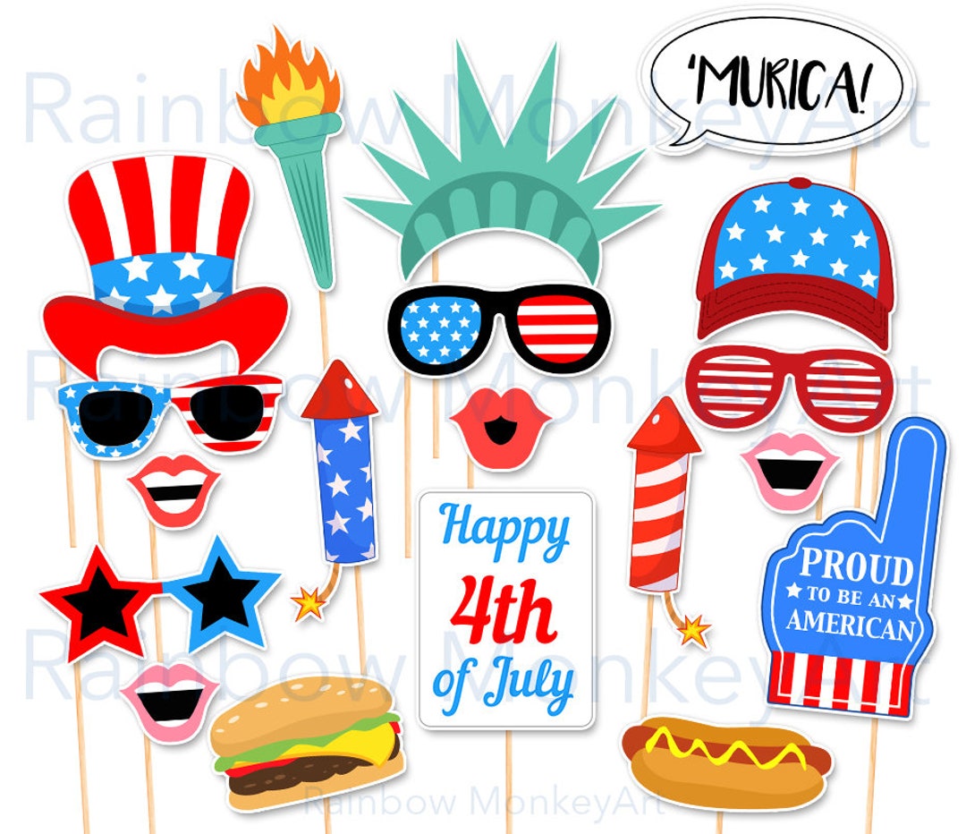 Printable July 4th Photo Booth Props: Patriotic Party (digital Download ...