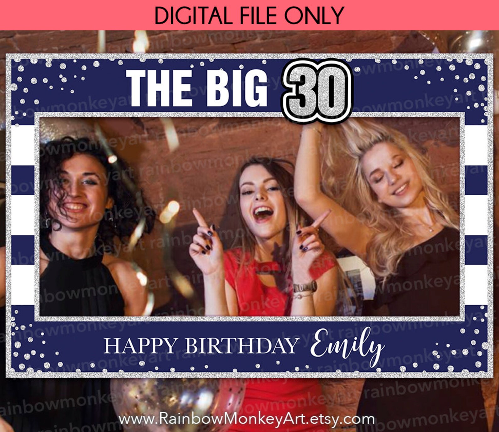 30th Birthday Party Printable Birthday Photo Booth Frame the - Etsy