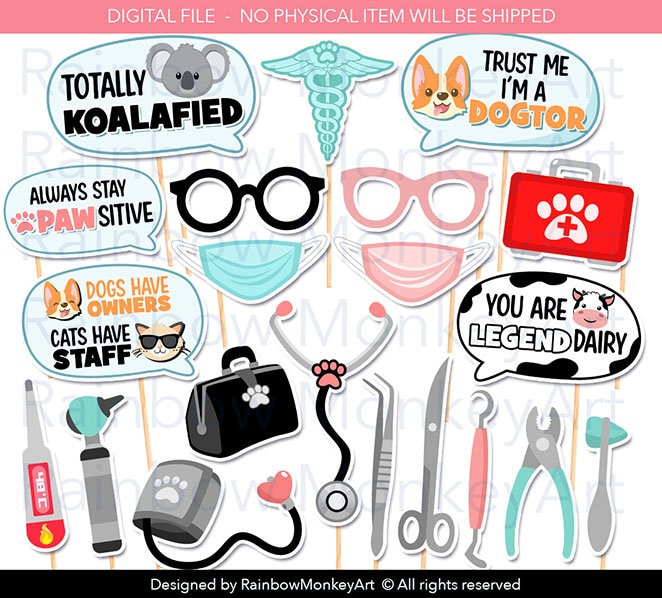 Veterinary Photo Booth Props: Animal Doctor Party (digital Download) - Etsy
