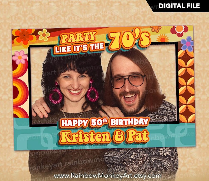 Printable 70s Photo Booth Frame: Personalized Party Decor (digital ...