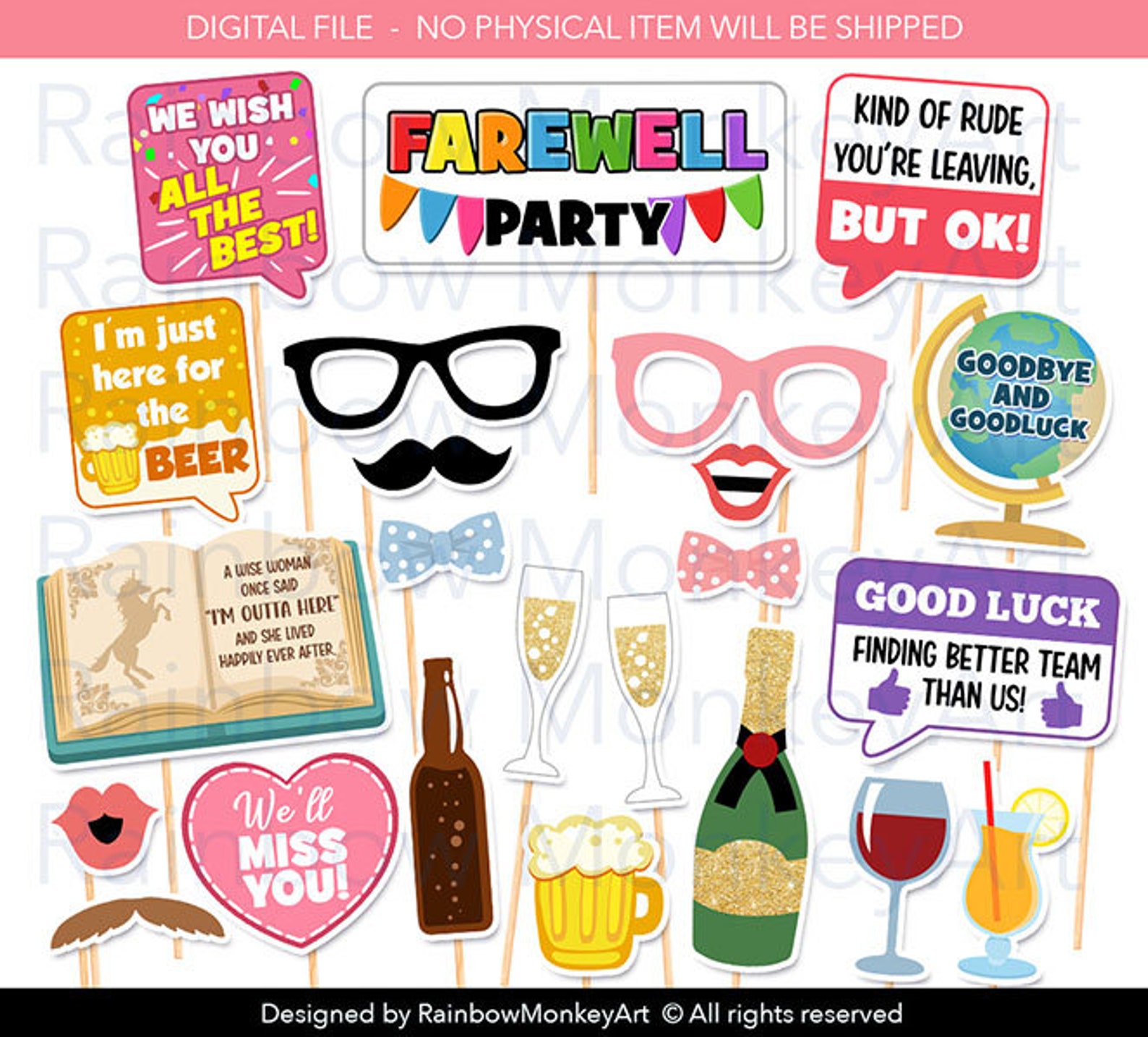 Printable Coworker Leaving Party Photo Booth Props Farewell - Etsy UK
