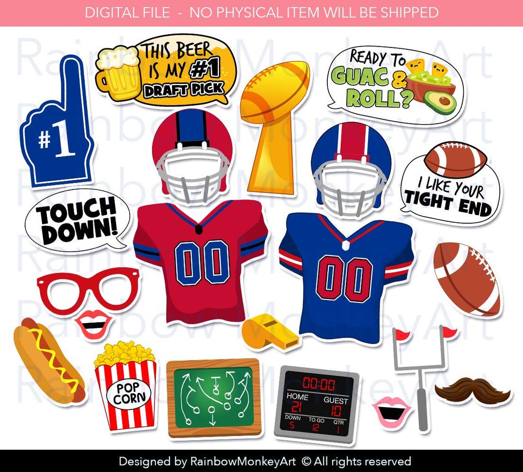 Printable Football Photo Booth Props, Football Party Photobooth Props ...