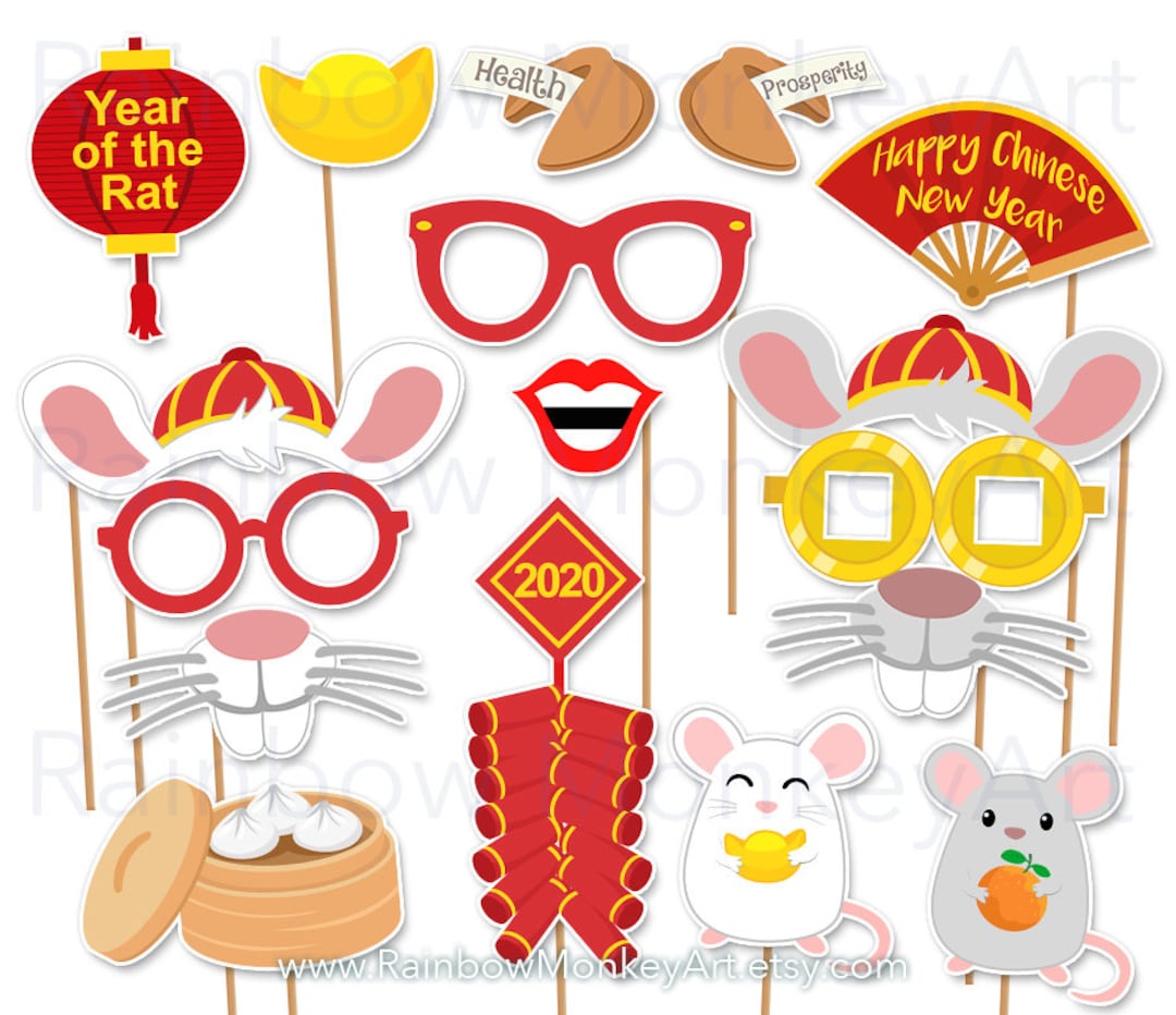 Chinese New Year Photo Booth Props - Year of the Rat Photobooth Props ...