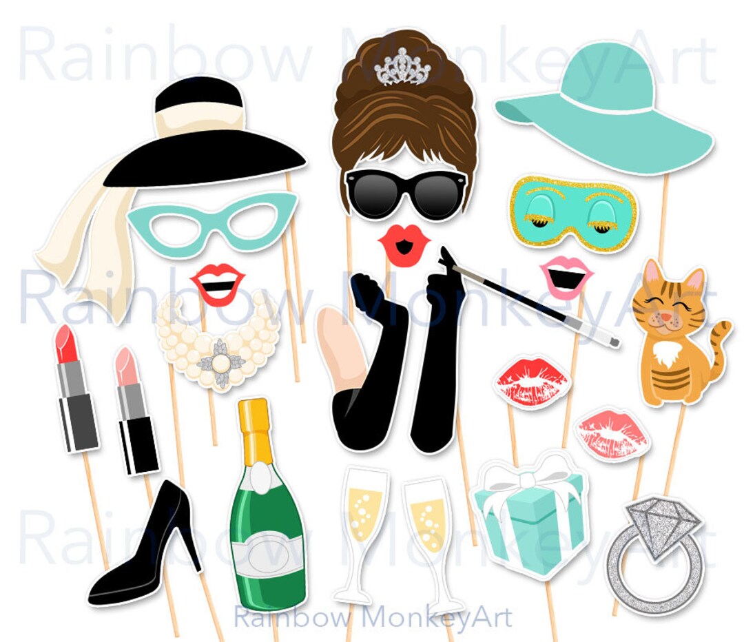 Printable Wedding Photo Booth Props - Teal Party Props - Bridal Shower ...