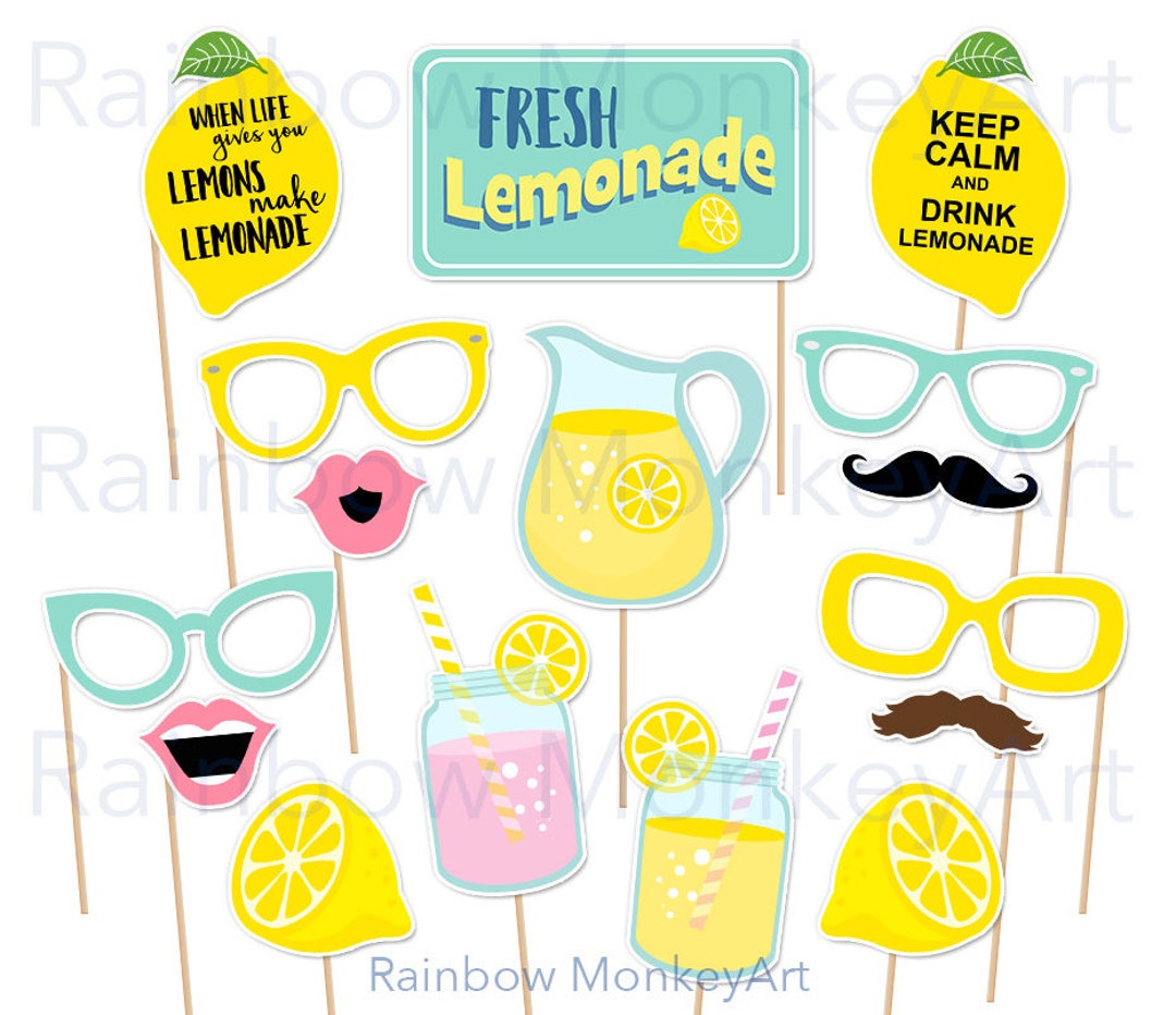 Printable Lemonade Photo Booth Props Lemonade Stall Photobooth Props ...
