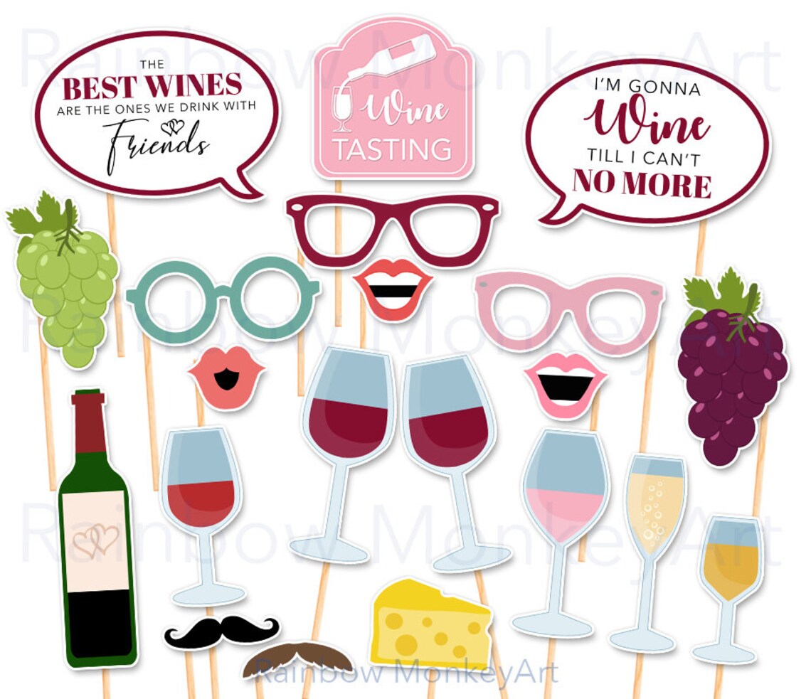 Wine Tasting Photo Booth Props Hen Party Photobooth Props | Etsy
