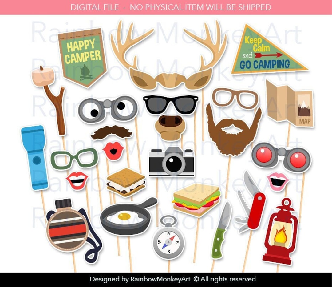 Camping Photo Booth Props: 29 Piece Printable Set (digital Download) - Etsy