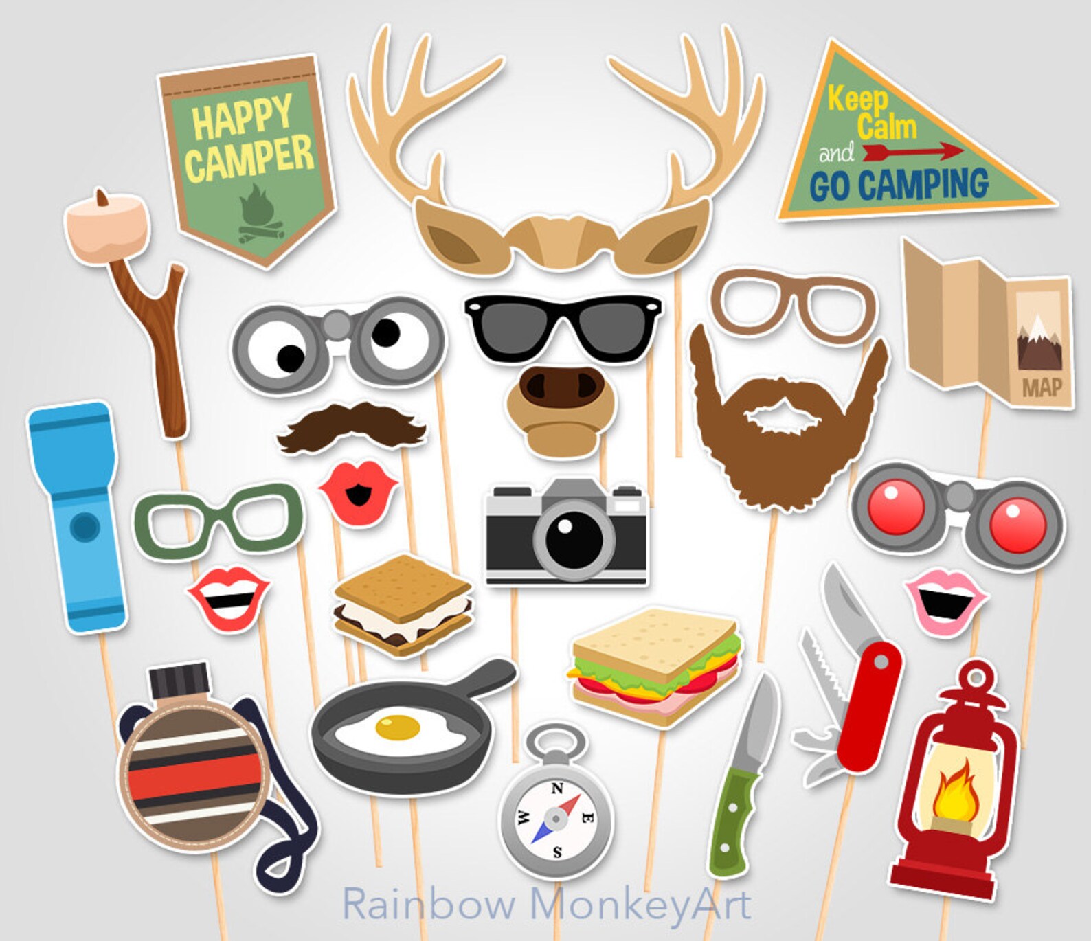 Printable Camping Photo Booth Props Camping Photobooth Props - Etsy Canada