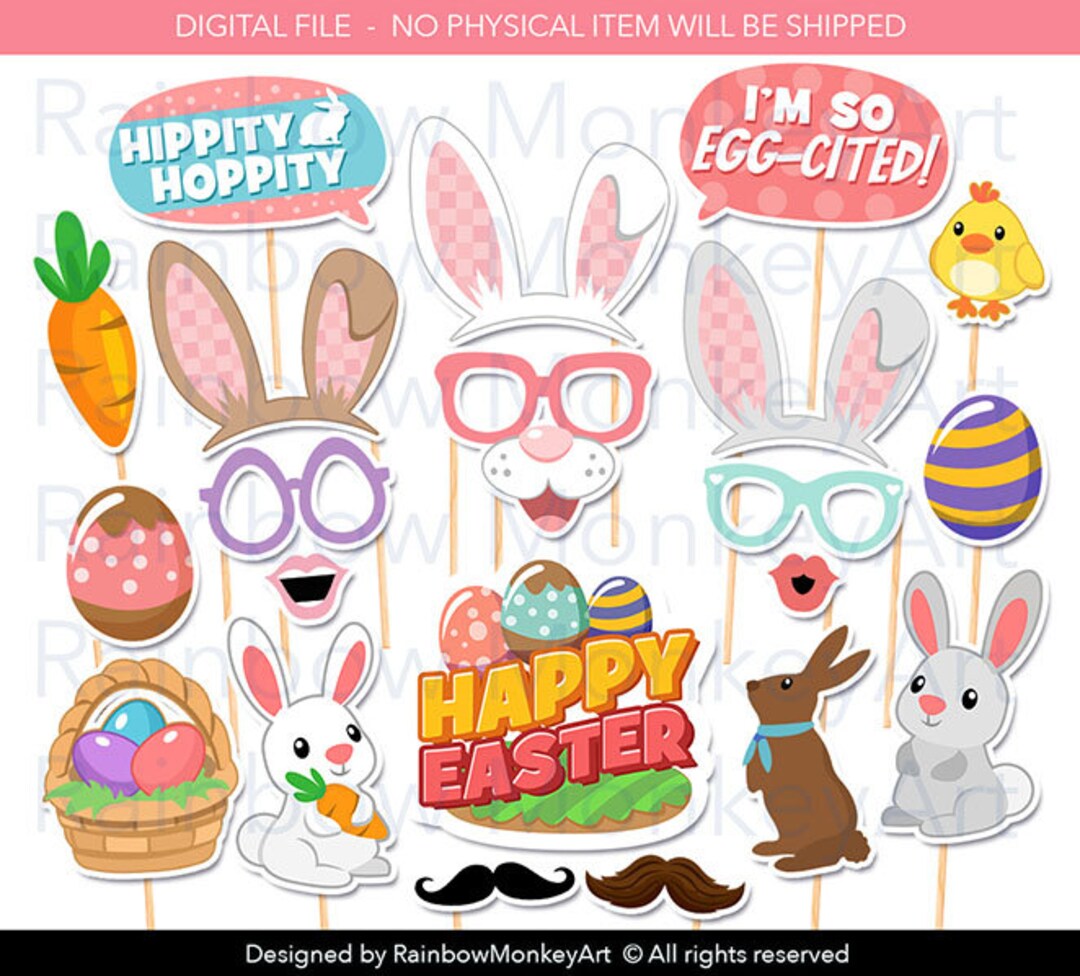Printable Easter Party Celebration Photo Booth Props - Digital Download ...