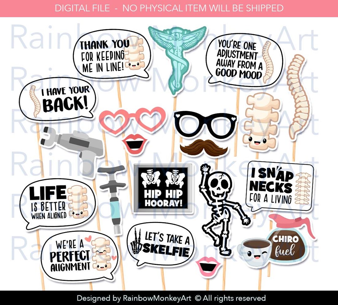 Funny Chiropractic Photo Booth Props (digital Download) - Etsy