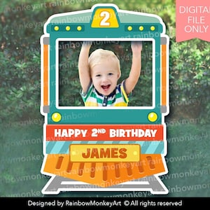 Train Printable Photo Booth Frame - Blue Train Photo Booth Frame Train ...