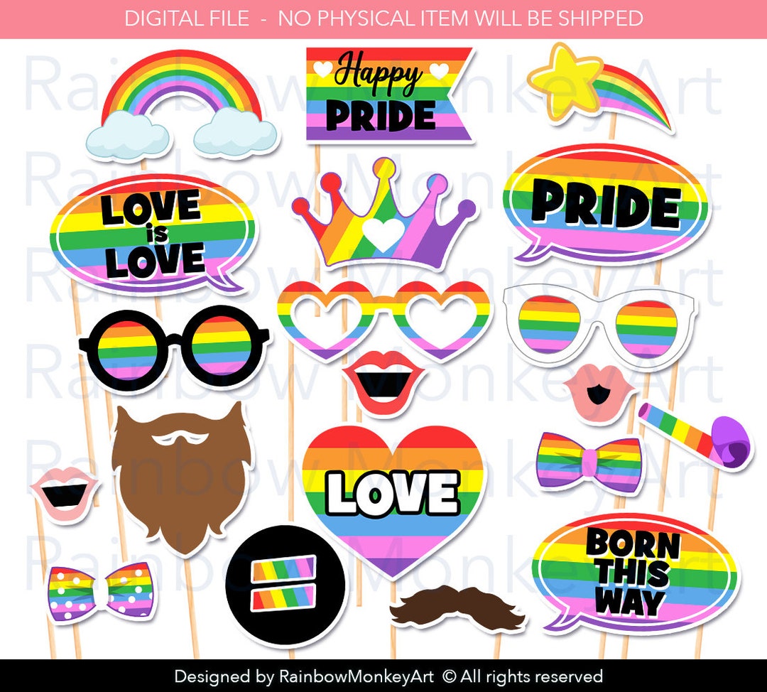 Pride Photo Booth Props: Rainbow Party Printables (digital Download) - Etsy