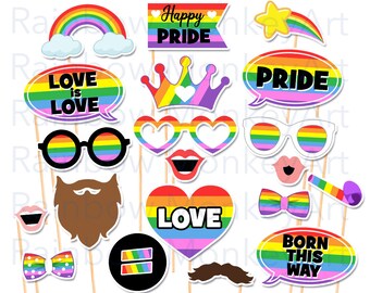 Pride Party Printable Photo Booth Props 15 Funny Signs Pride Month ...