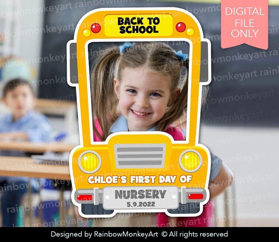Printable Back to School Bus Photo Booth Frame, Back to School Bus ...