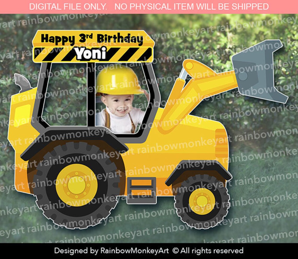 Personalised Bulldozer Printable Photo Booth Frame Bulldozer | Etsy