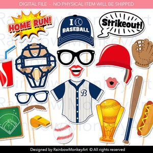 Printable Baseball Photo Booth Props: Sports Party (digital Download ...