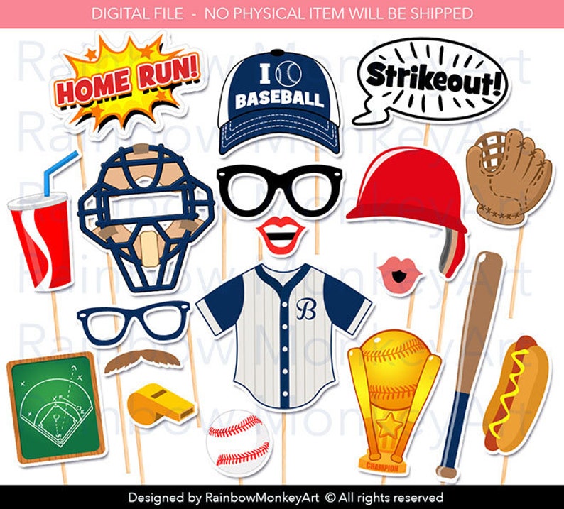 Printable Baseball Photo Booth Props Baseball Photobooth | Etsy