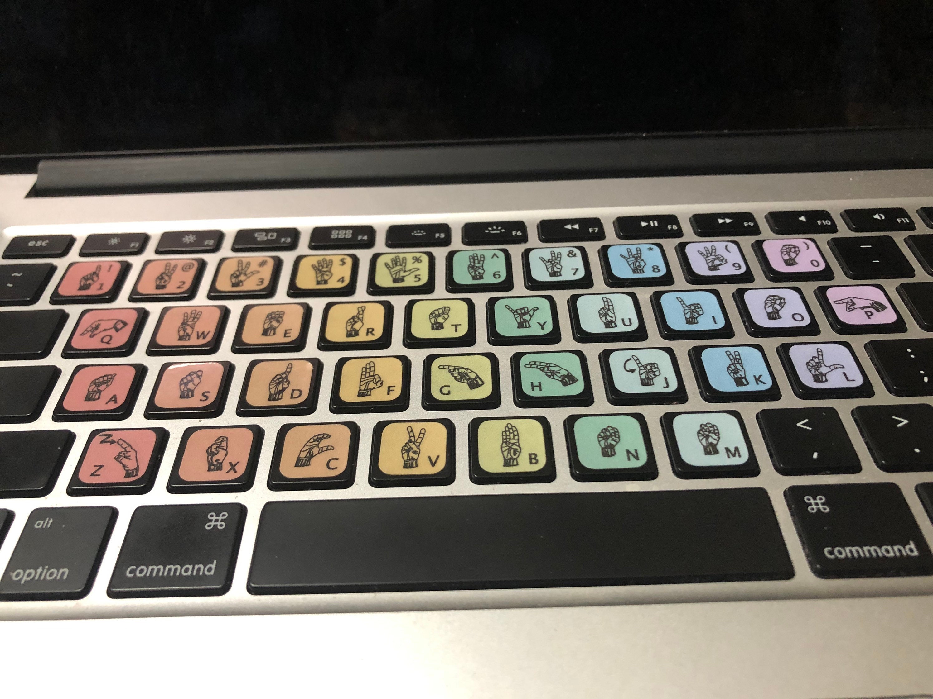 QBCC 8098 ASL Keyboard Stickers 38 Pastel ASL Alphabet - Etsy