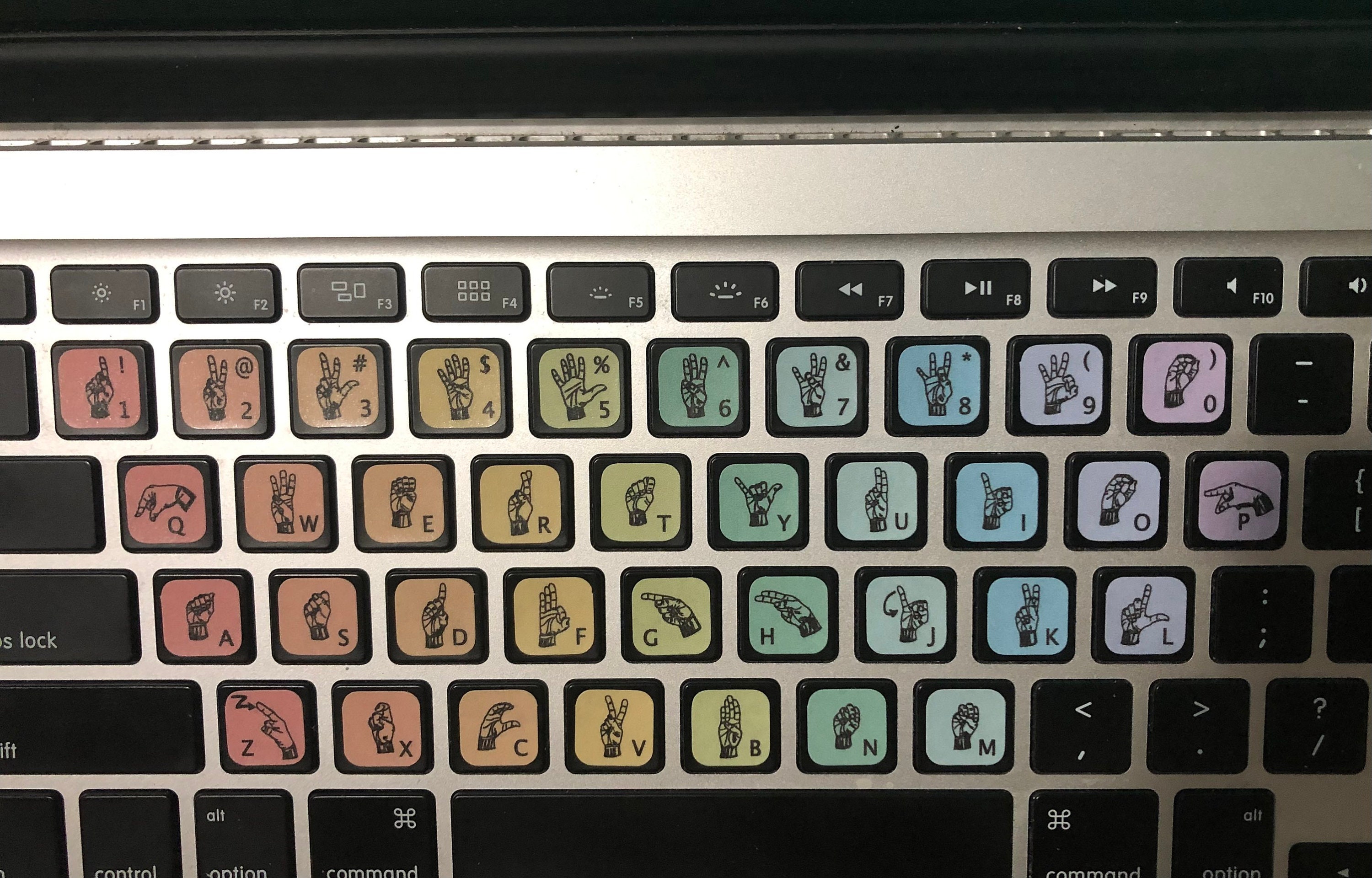 QBCC 8098 ASL Keyboard Stickers 38 Pastel ASL Alphabet - Etsy
