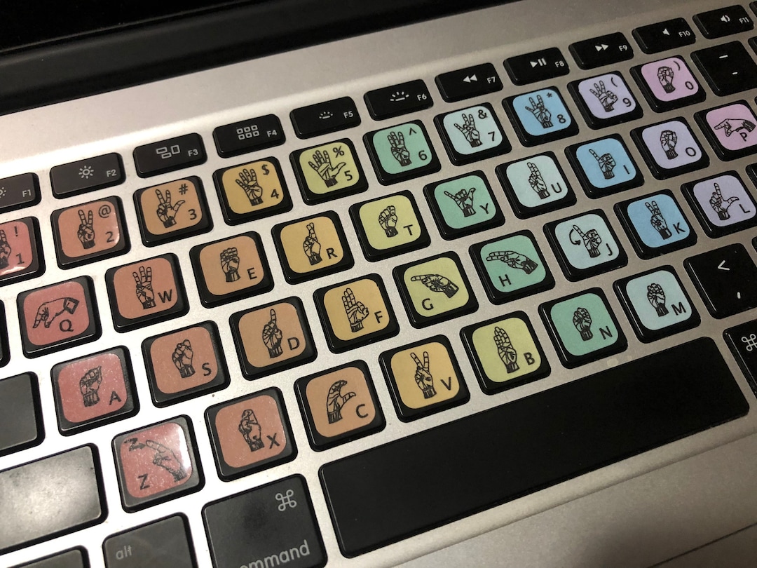 QBCC #8098 || ASL Keyboard Stickers - 38 Pastel ASL Alphabet and Number ...