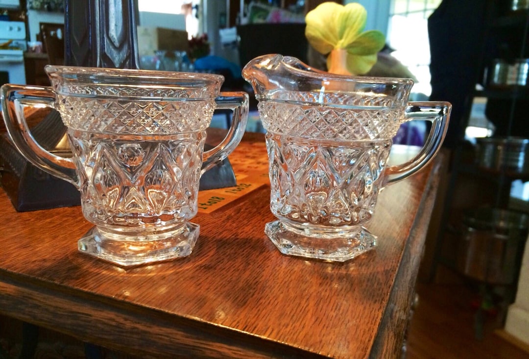 Vintage Imperial Glass Cape Cod Pattern Creamer and Sugar - Etsy