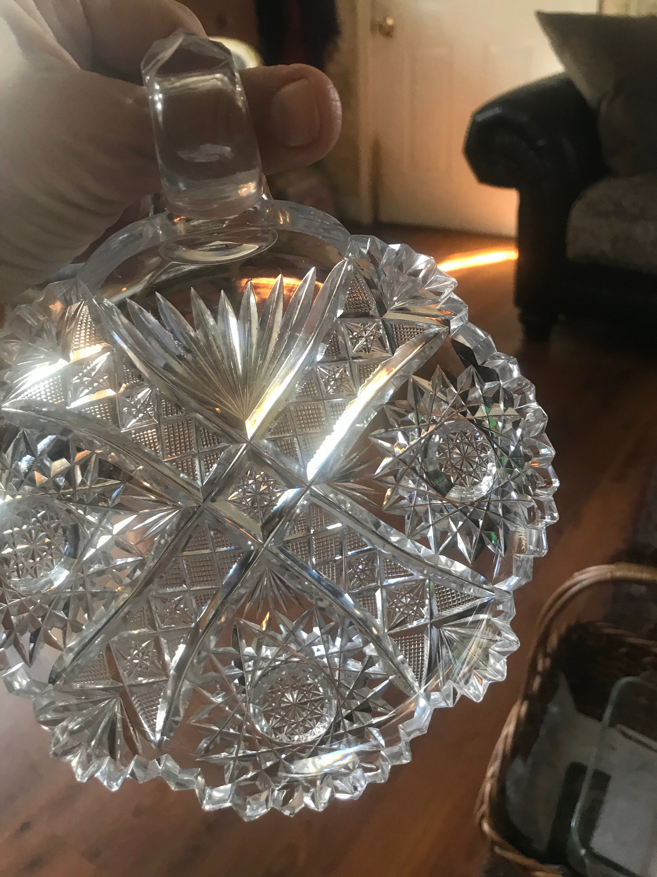 Cut Crystal Nappy Dish Vintage Hobstar Star - Sawtooth Rim - Thumb ...