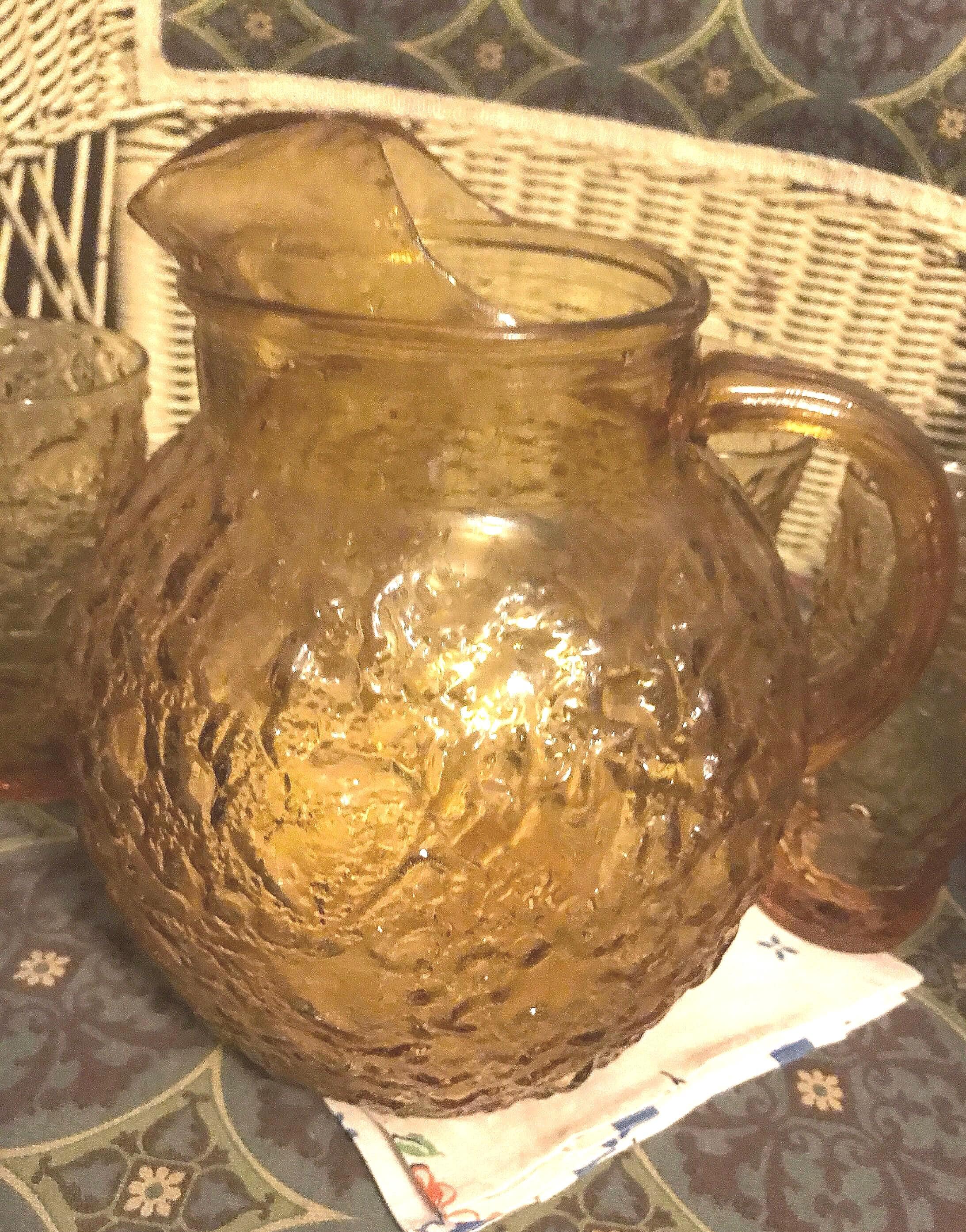 Vintage Anchor Hocking Amber Pitcher Set – Milano Honey Gold, Bark ...
