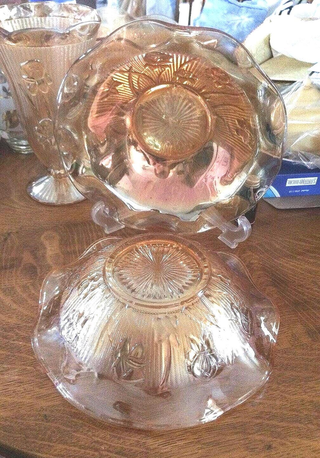 Vintage Carnival Glass Iris Pattern Bowl - Carnival Glass - Etsy