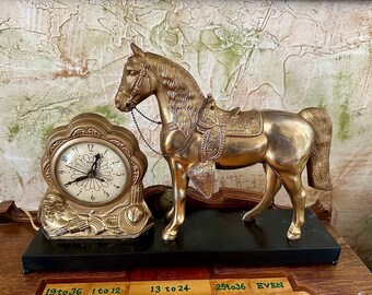 Horse Clock, Vintage United Brass Horse Clock, Self-starting Clock ...