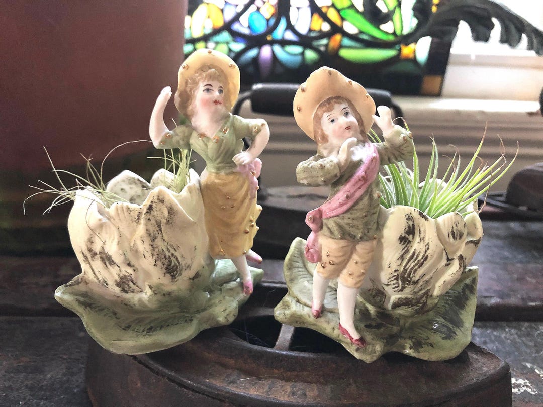 Antique Porcelain Mini Figurine Planters - Etsy