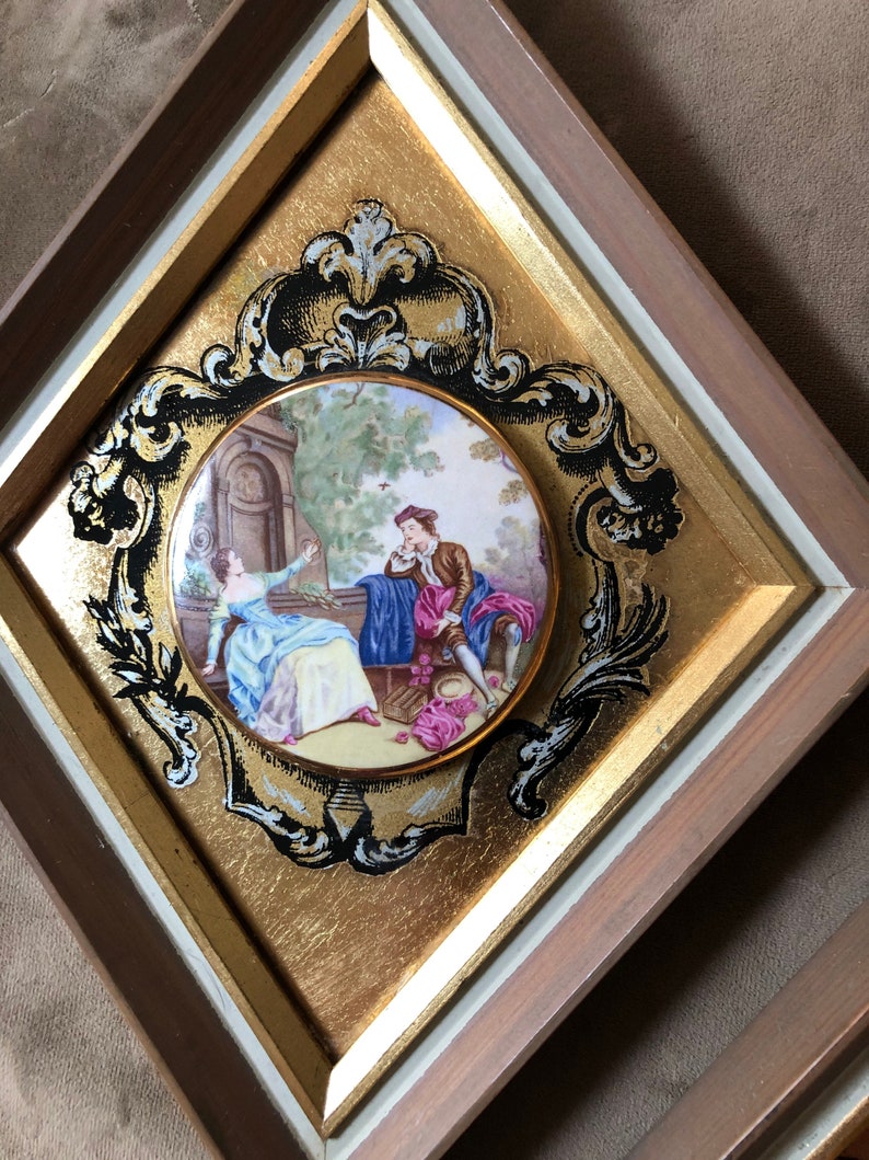 Pair of Antique Genuine Porcelain Hand Enameled Framed - Etsy