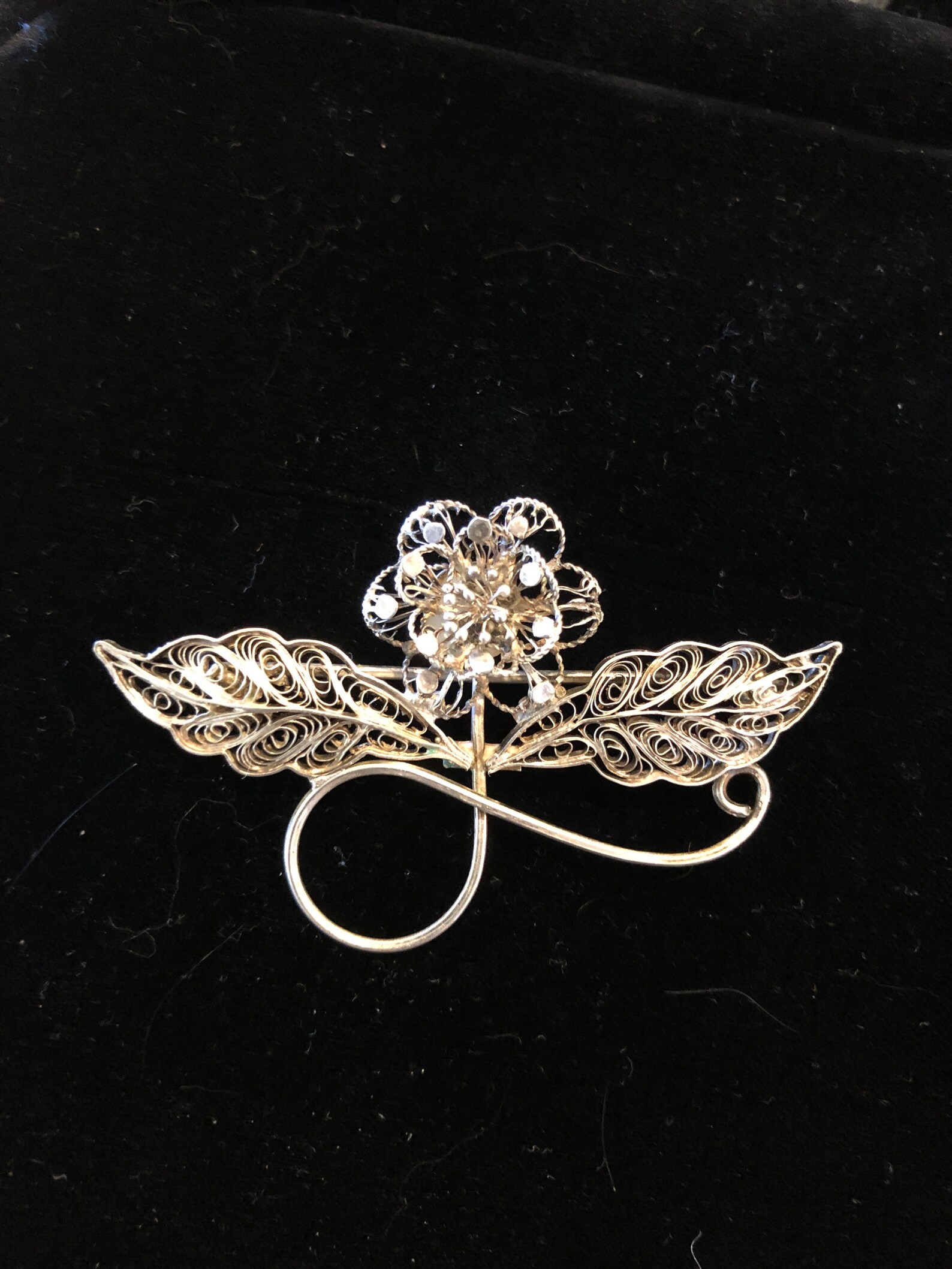 Antique Spun Silver Flower Pin - Silver Filagree Flower Pin - Etsy